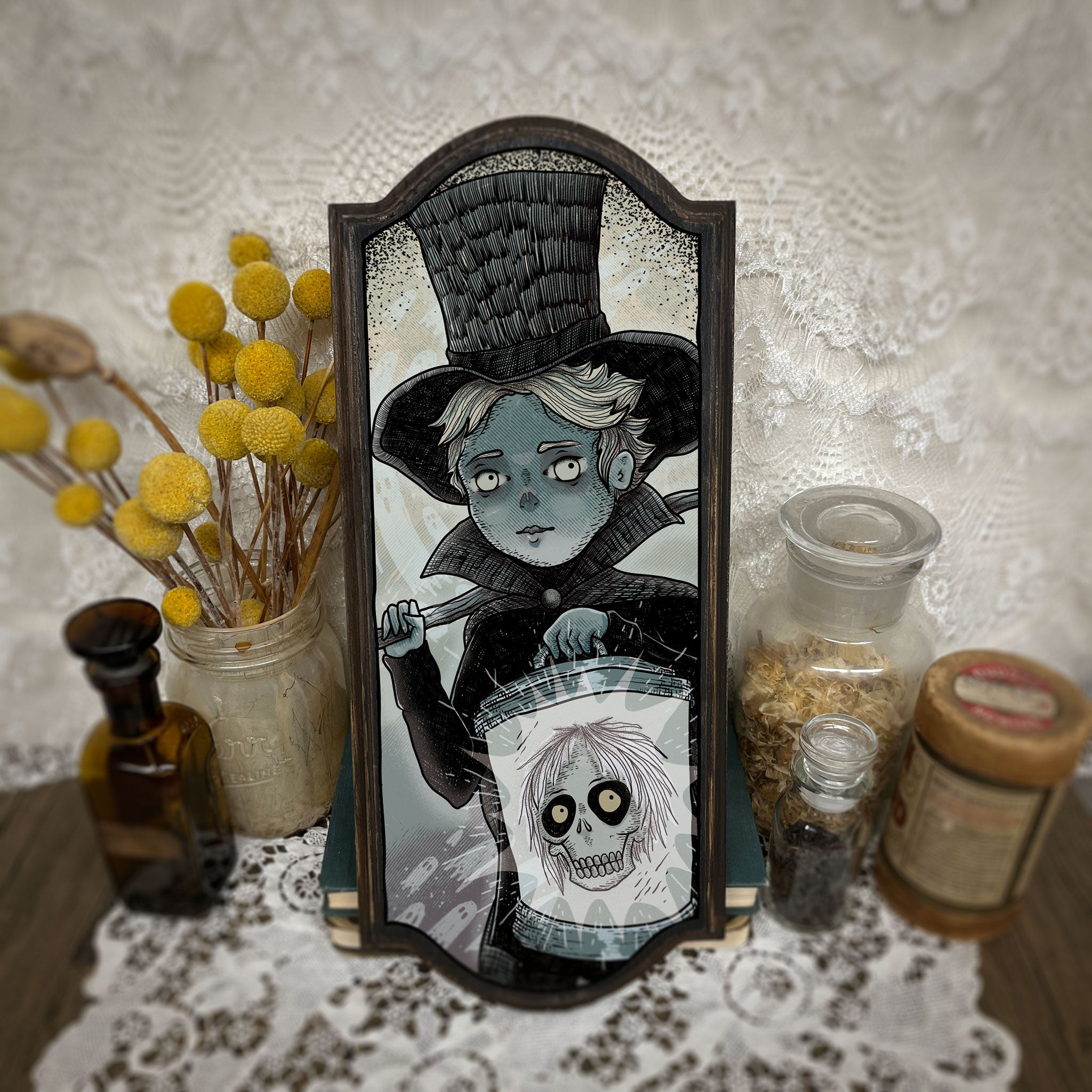 Hatbox Ghost (wood print) – The Art of Yosiell Lorenzo